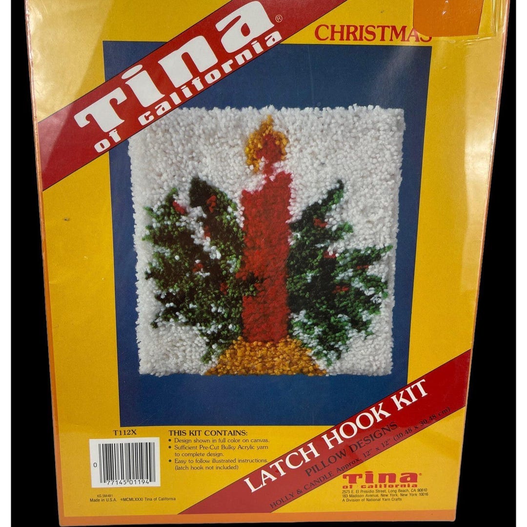 Tina of California Latch Hook Kit Christmas Holly & Candle #T112X New ...