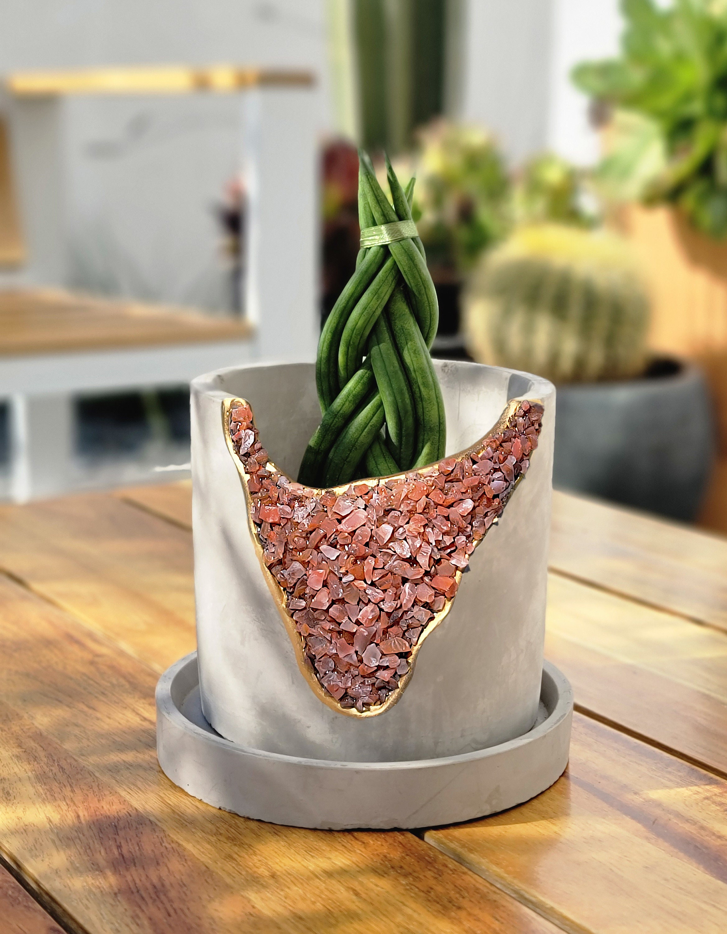 4 Concrete Geode Planter Orange Carnelian Cement Geode - Etsy