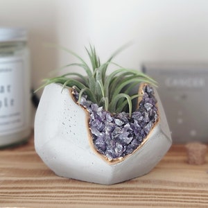 2.5" Mini Geode Plant Pot | Unique Crystal Air Plant Holder | Geometric ...