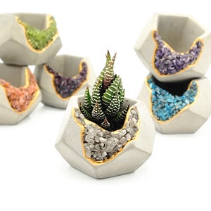 2.5" Mini Geode Plant Pot | Unique Crystal Air Plant Holder | Geometric ...