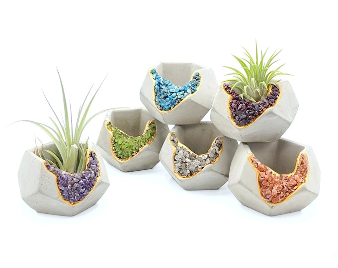 2.5 Mini Geode Plant Pot Unique Crystal Air Plant Holder Geometric ...