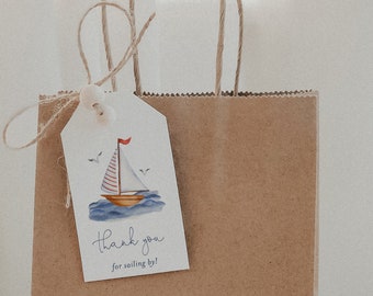 Editable Ahoy Its a Boy Baby Shower Favors Tag, Sailboat Thank You ...
