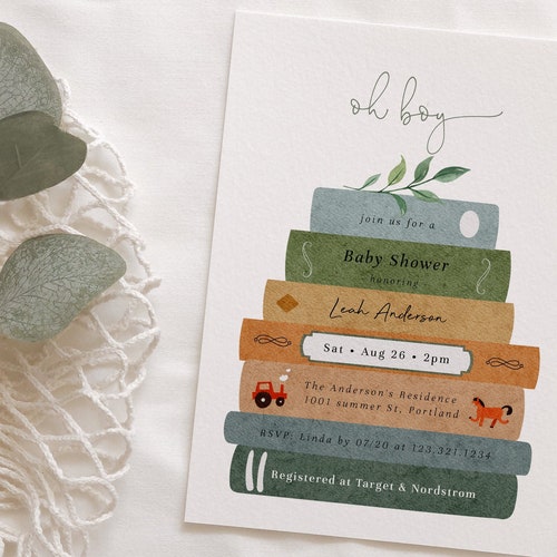Storybook Stack Baby Shower Invitation Girl Editable Book - Etsy