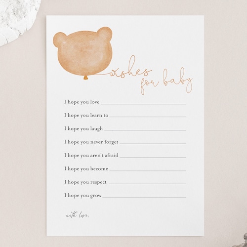 Editable Teddy Bear Baby Shower Fingerprint Guestbook - Etsy