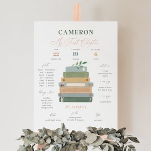 My First Chapter Boy Baby 1st Birthday Milestone Sign, Storybook A New ...