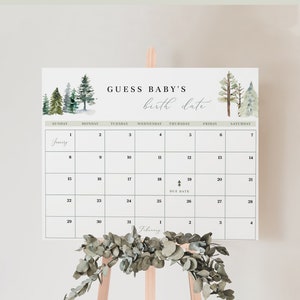 Winter Evergreen Baby Shower Guess Baby Due Date, Baby It's Cold ...