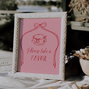 Coquette Bow Girl Party Table Decor Signs | Coquette Pink and Red Bows ...