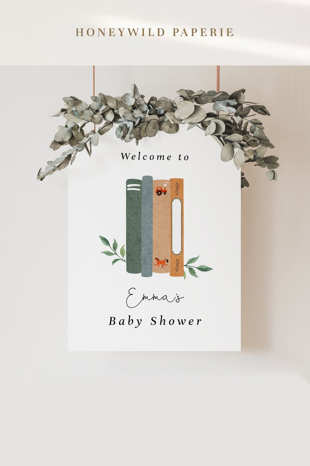 Storybook Boy Baby Shower Large Welcome Sign, Editable Book Themed ...
