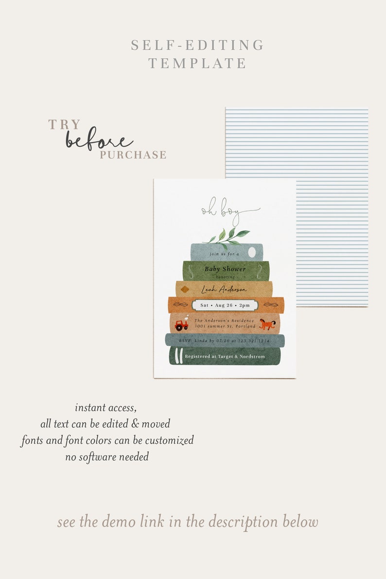 Storybook Stack Baby Shower Invitation Storybook Baby Shower - Etsy