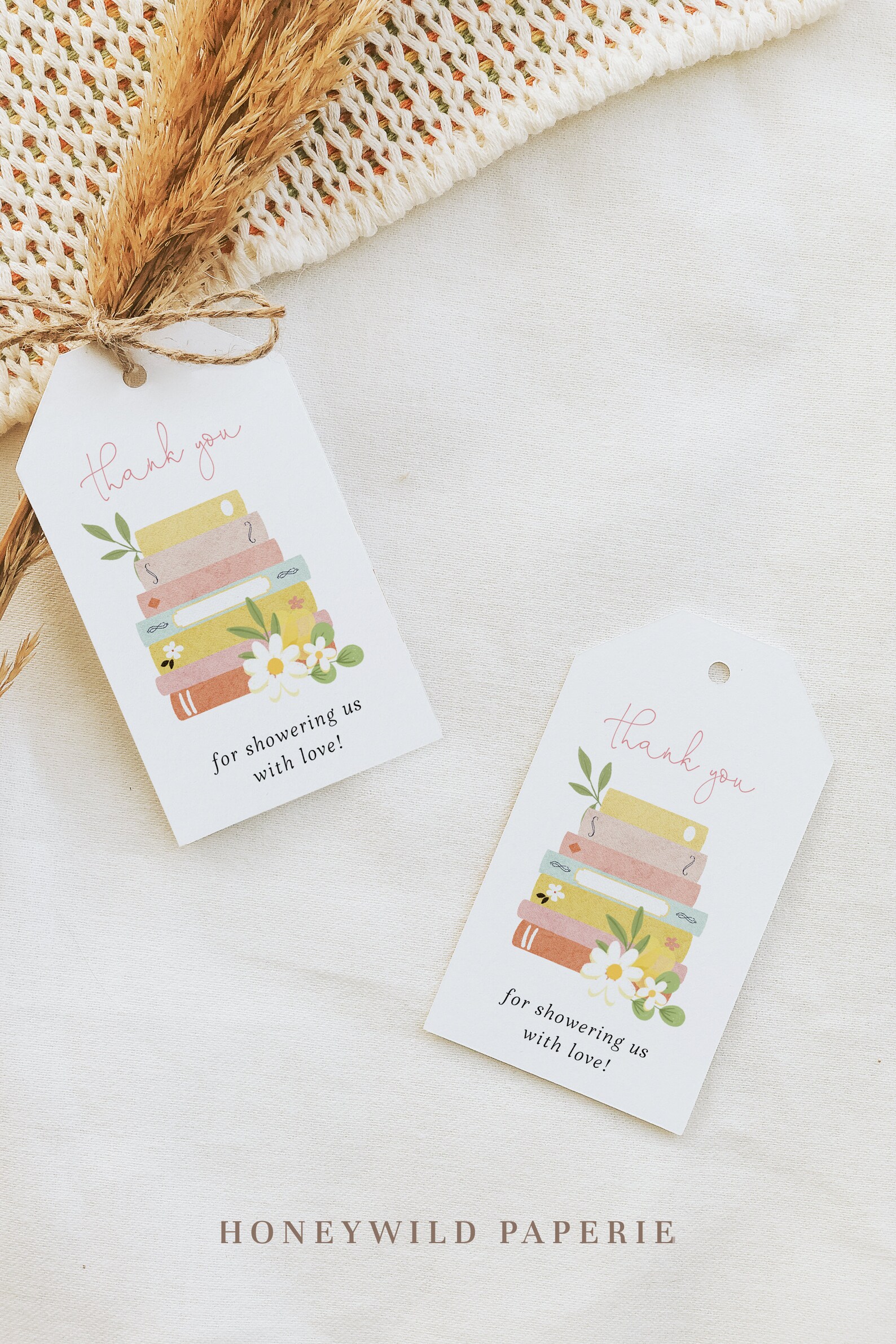 Storybook Stack Baby Shower Thank You Favor Tags Book Themed - Etsy