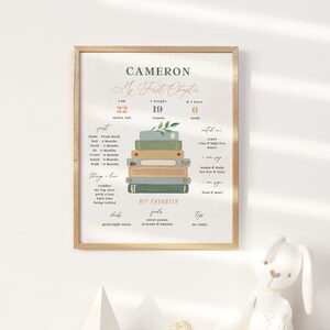 My First Chapter Boy Baby 1st Birthday Milestone Sign, Storybook A New ...