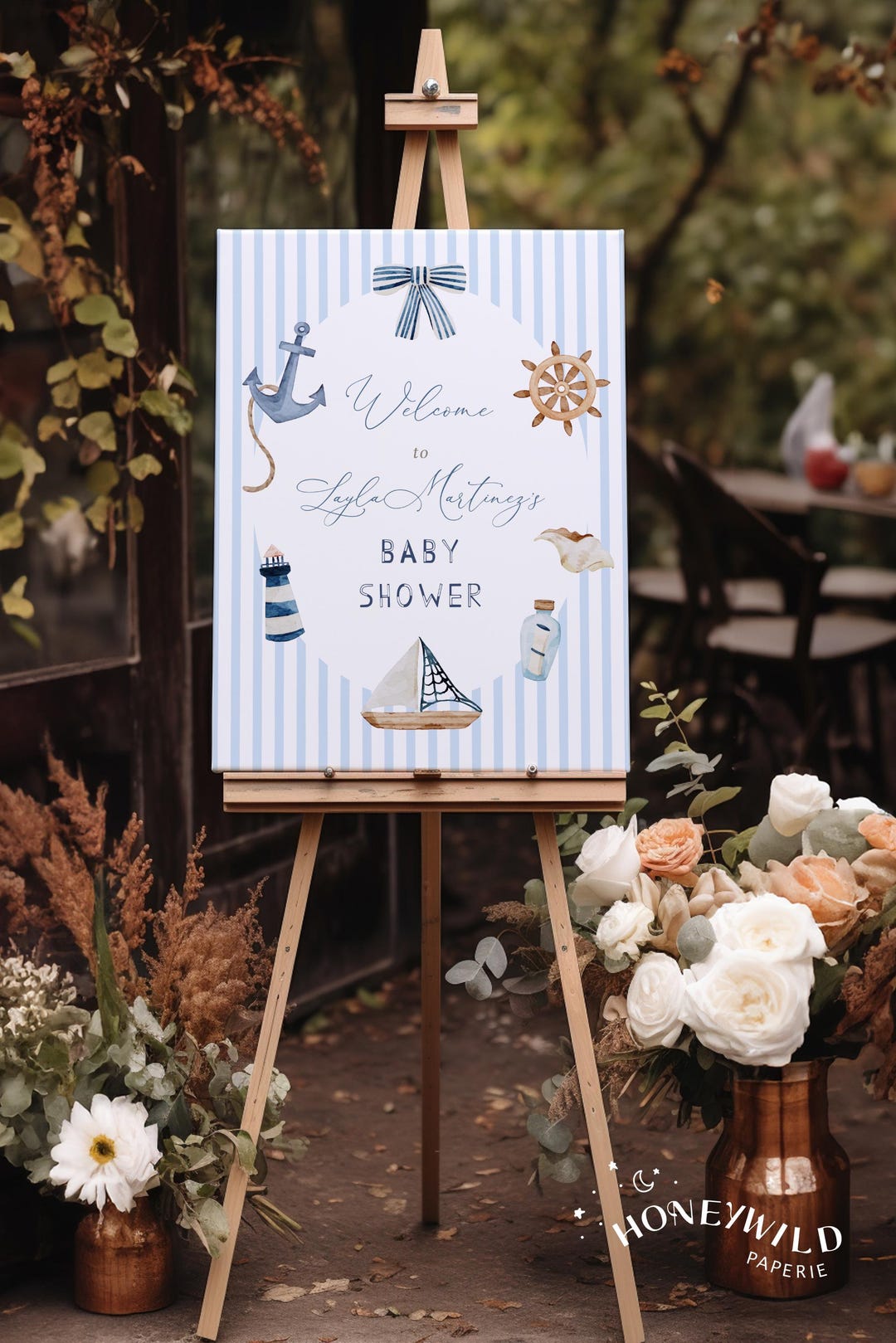 Nautical Baby Shower Welcome Sign, Ahoy It's a Boy Sailboat Baby Shower ...