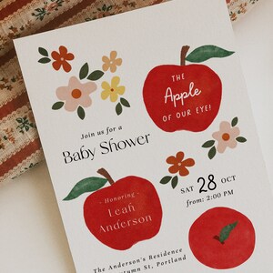 Apple Baby Shower Invitation, Fall Baby Shower Shower, Apple of Our Eye ...