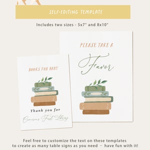 Fully Editable Storybook Baby Shower Table Signs, First Library Sign ...
