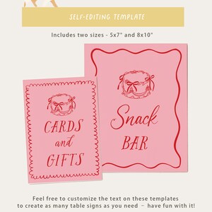 Coquette Bow Girl Party Table Decor Signs | Coquette Pink and Red Bows ...