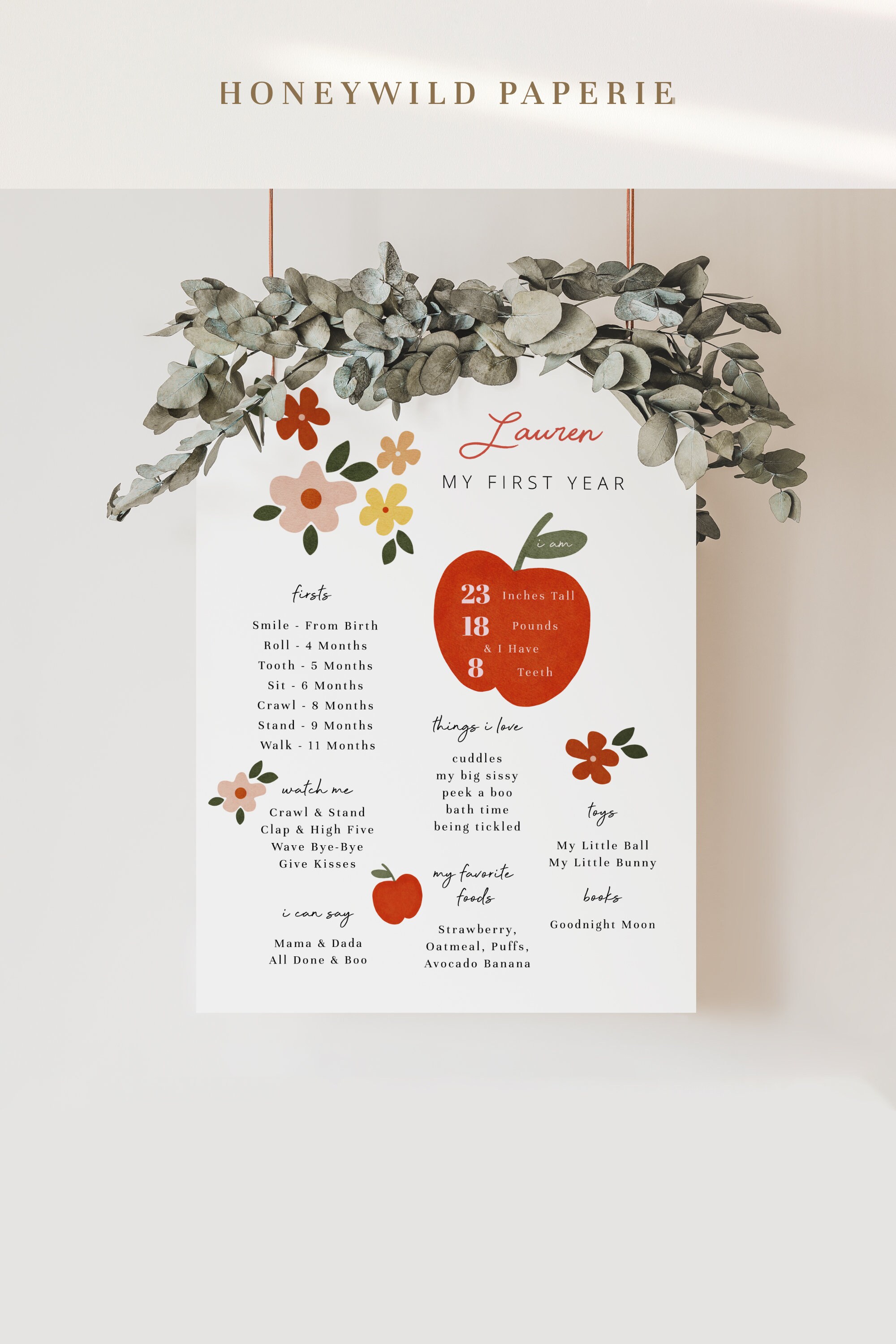 Apple Birthday Baby 1st Birthday Milestone Sign Apple of Our - Etsy