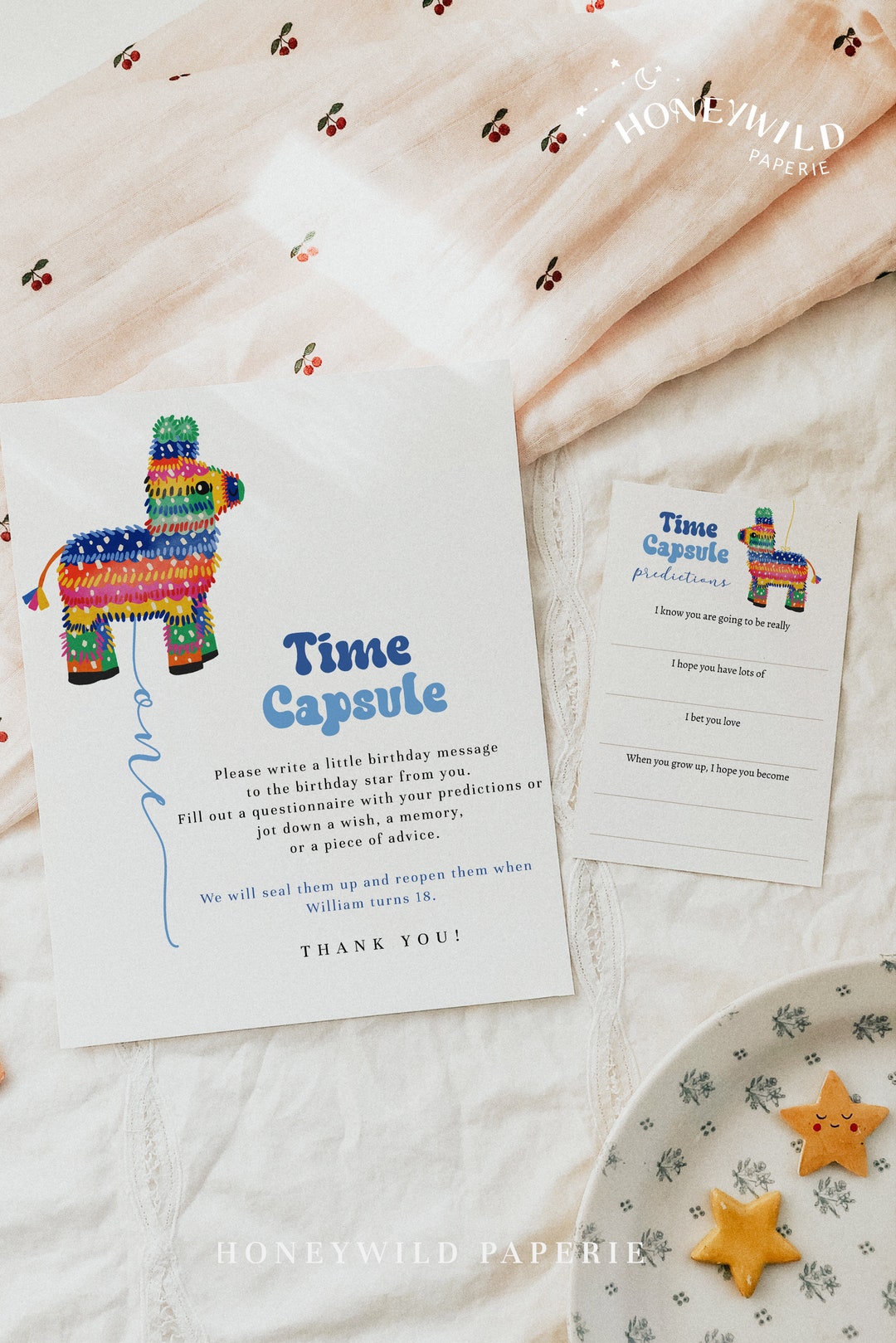 First Fiesta Birthday Piñata Time Capsule Sign and Matching Printable ...