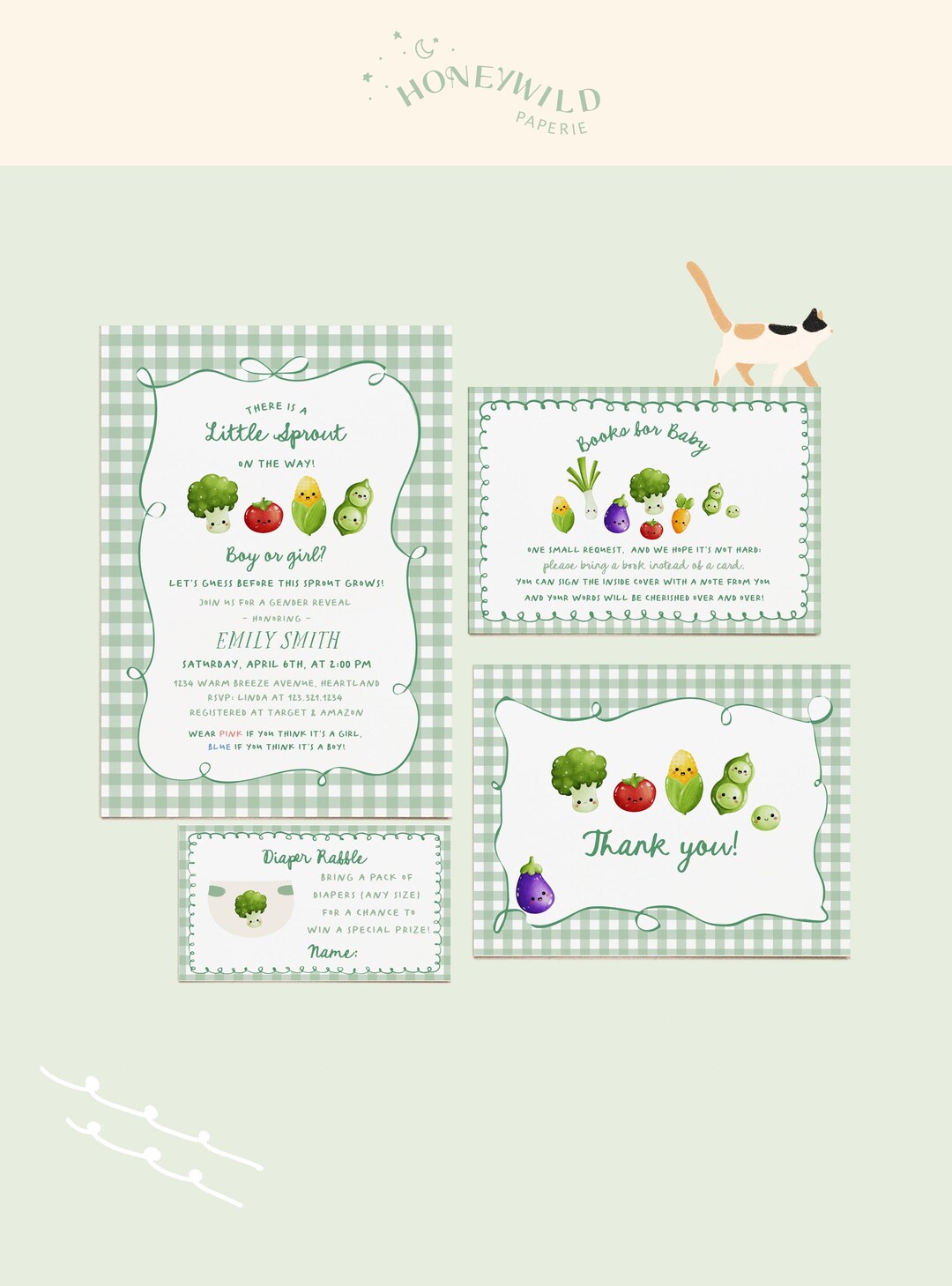 Little Sprout Gender Reveal Bundle - Farmers Market Veggie Theme ...