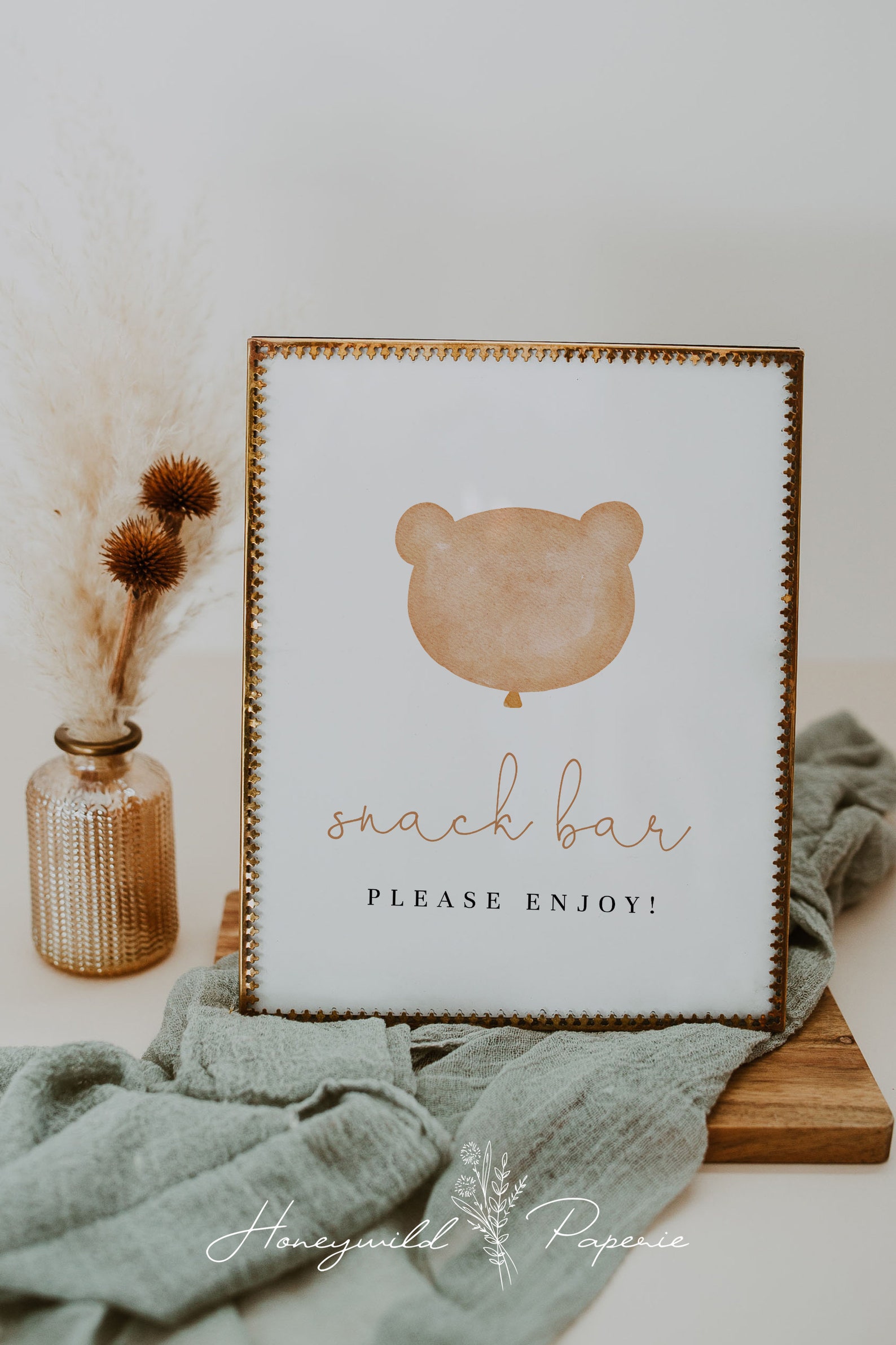 Fully Editable Brown Bear Table Signs Modern Bear Favors - Etsy