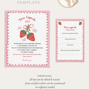 Strawberry Time Capsule Sign & Message Cards - Berry Sweet Birthday ...