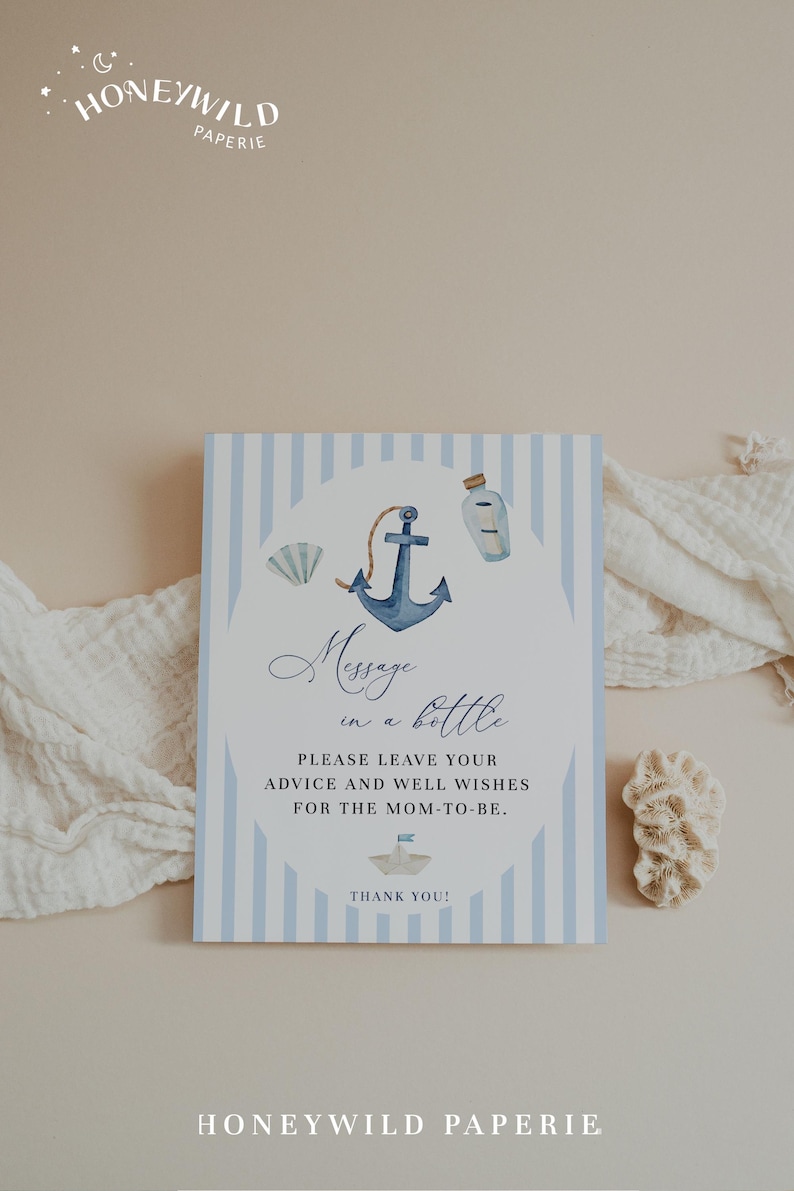 Nautical Baby Shower Message in a Bottle | Well Wishes for the Mom to ...