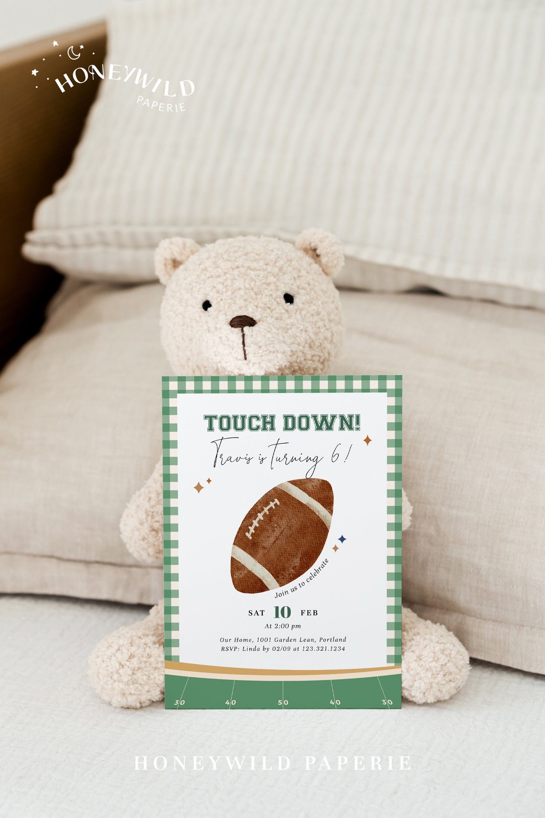 Football Touchdown Birthday Invitation, Football Party Invitation ...