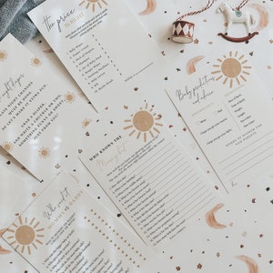Boho Sunshine Baby Shower Game Bundle, Here Comes the Sun Baby Shower ...