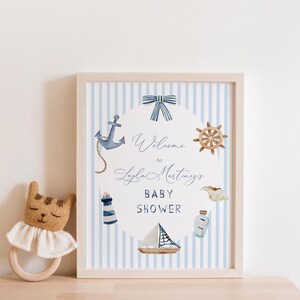 Nautical Baby Shower Welcome Sign, Ahoy It's a Boy Sailboat Baby Shower ...