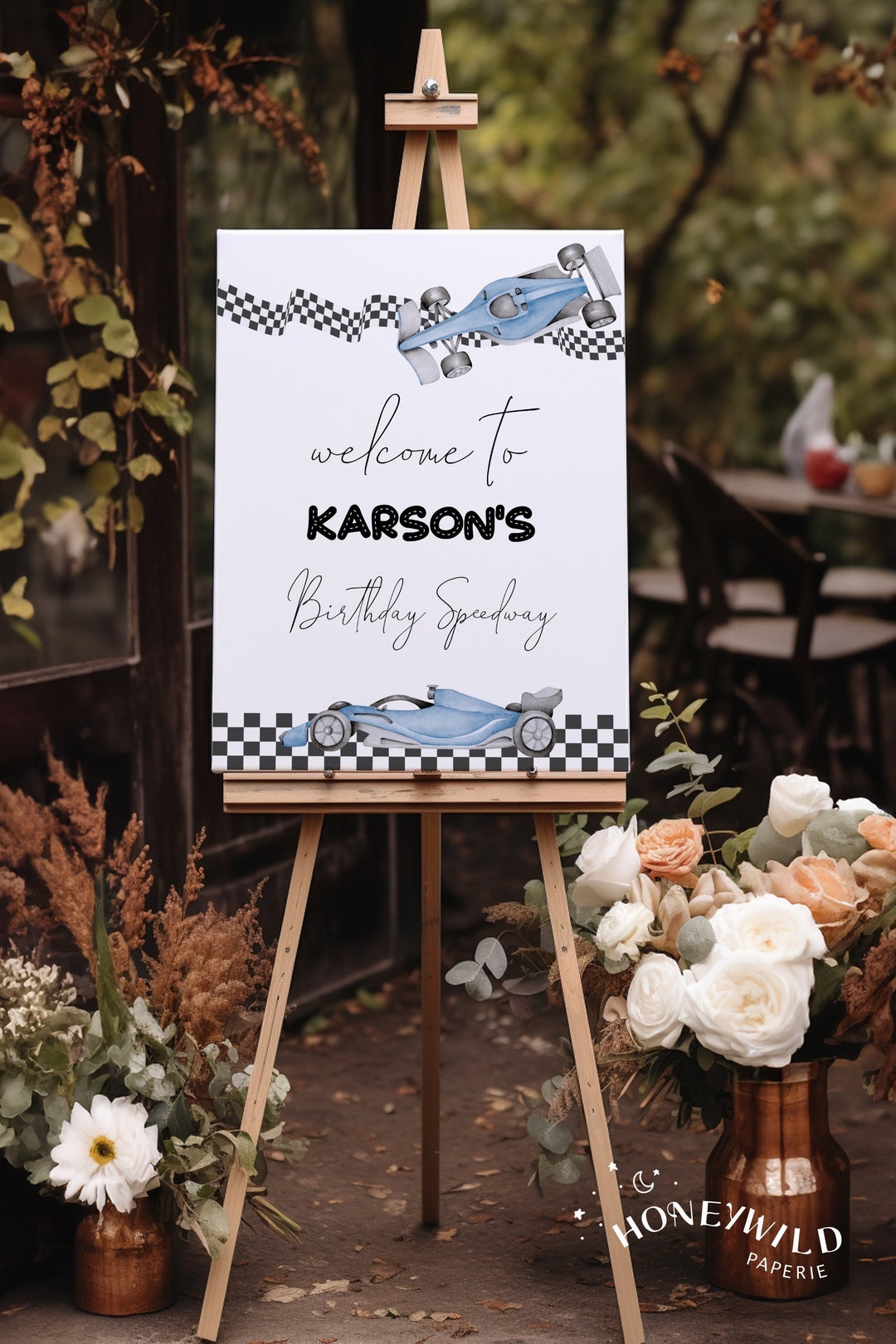 Blue Race Car Welcome Sign Template, Editable TWO Fast Birthday Party ...