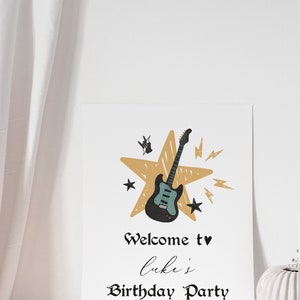 Rock N Roll Birthday Party Welcome Sign, Editable Rockstar Birthday ...