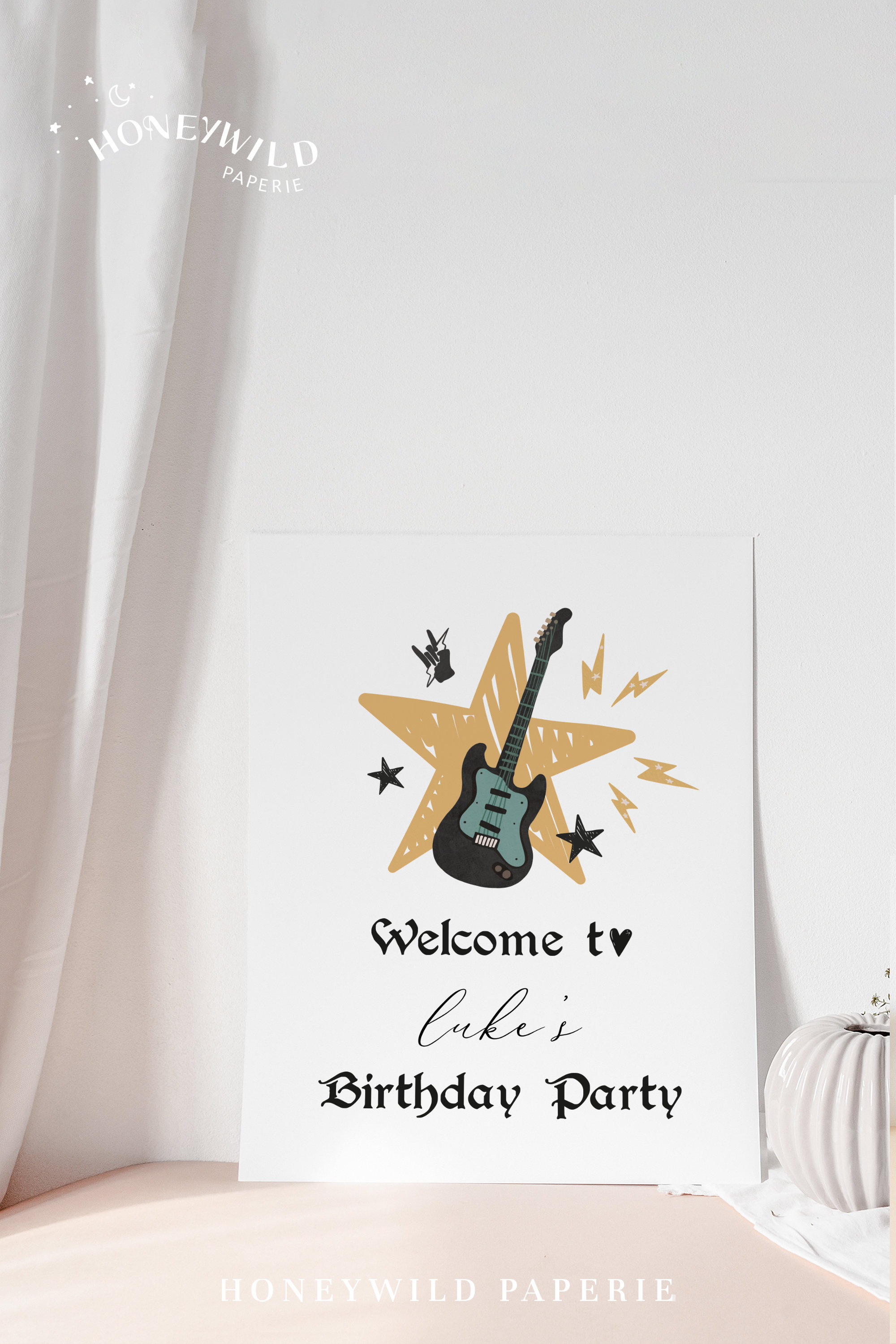Rock N Roll Birthday Party Welcome Sign, Editable Rockstar Birthday ...