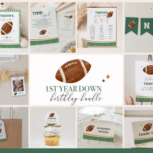 Football 1st Birthday Party Bundle With Customizable Invitations ...