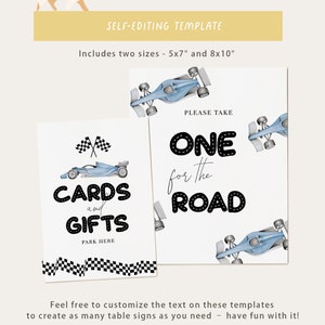 Blue Race Car Birthday Party Refueling Station Sign | Printable TWO ...