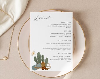 Cowboy Menu Card - Etsy