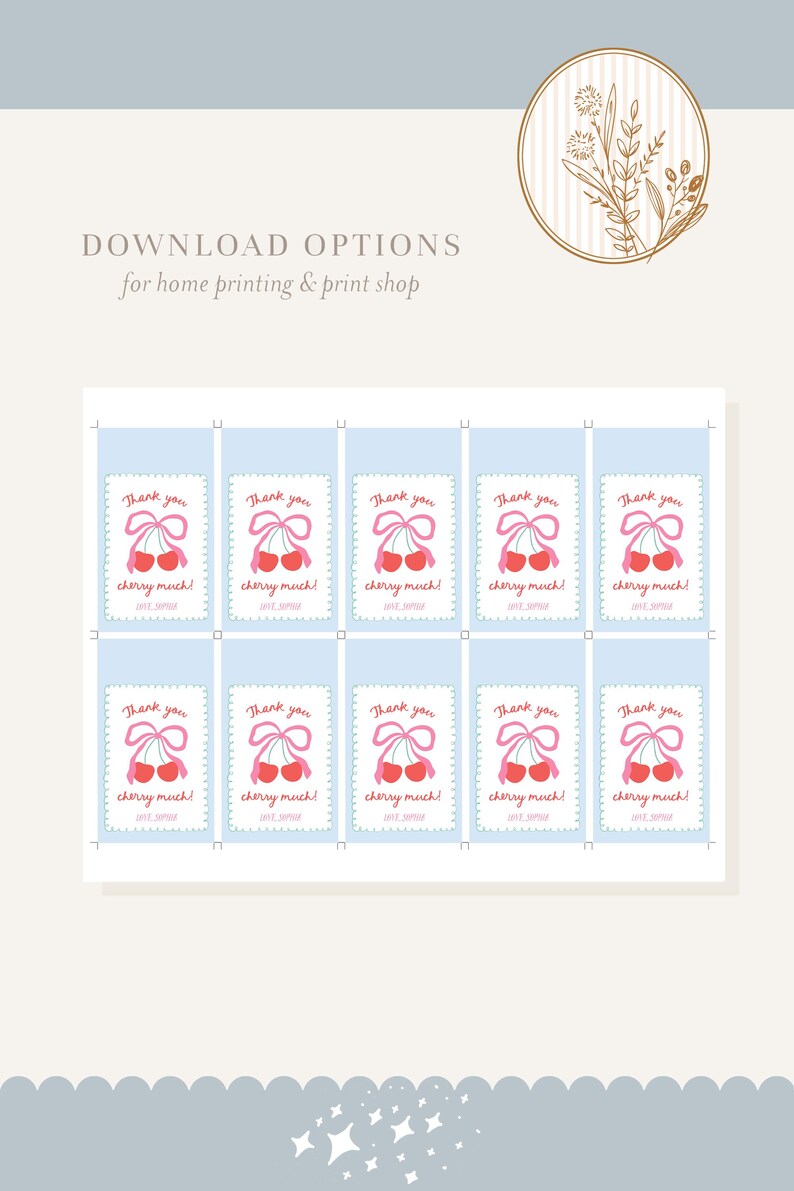 Cherry on Top Gift Tags | Editable Cherry Birthday Favor Tags | Hand ...