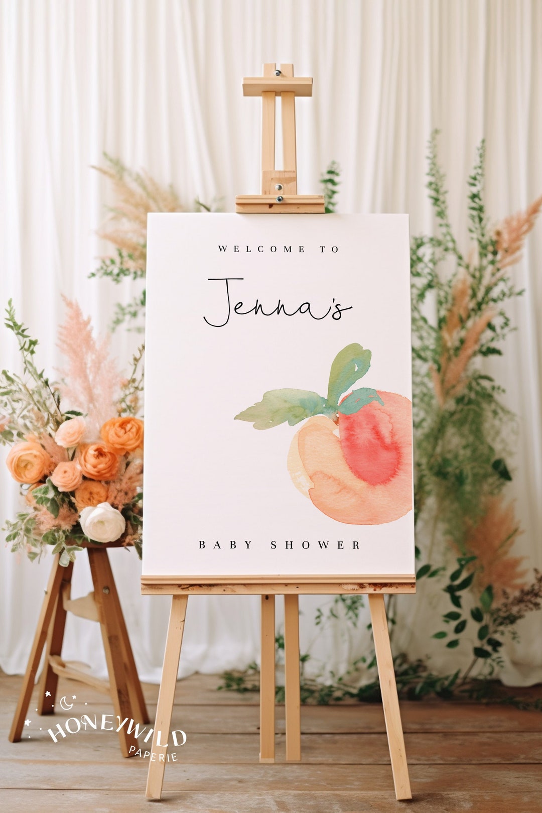 Little Peach Welcome Sign Little Peach Birthday & Baby Shower Decor ...