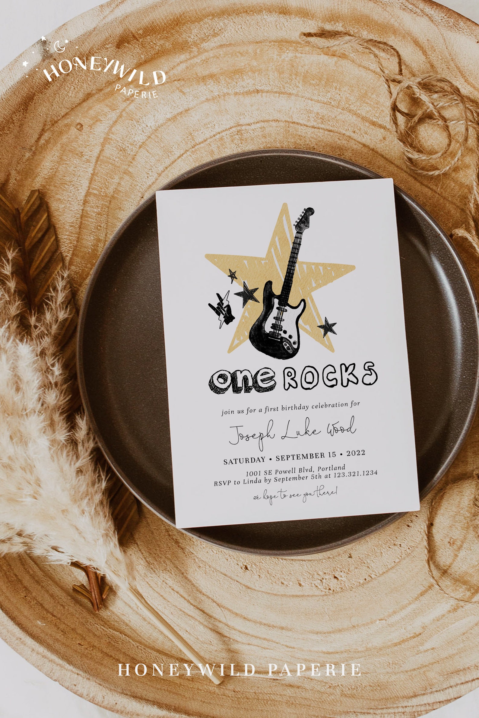 One Rocks Baby 1st Birthday Invitation Rocked One Year | Etsy