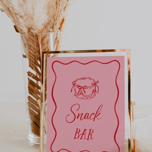 Coquette Bow Girl Party Table Decor Signs | Coquette Pink and Red Bows ...