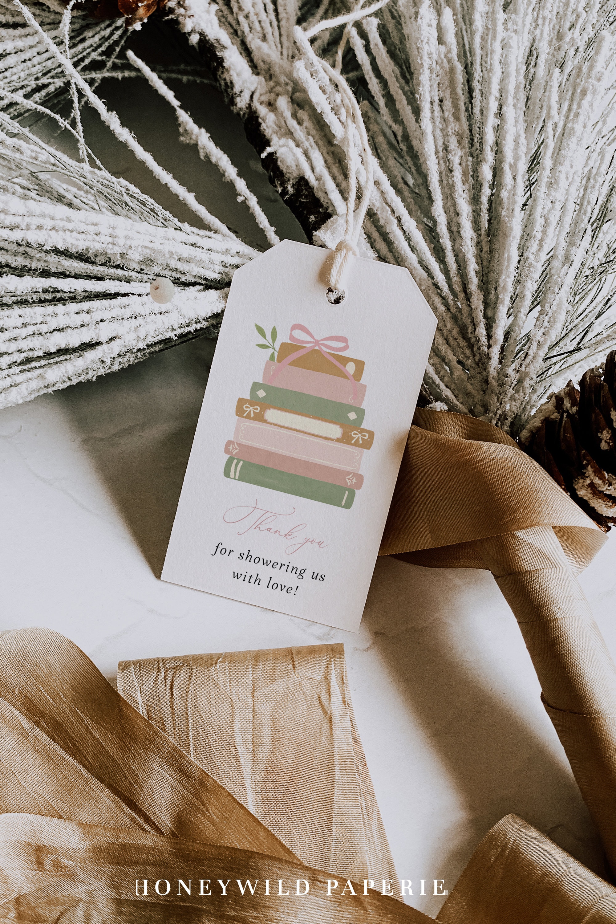 Boho Storybook Stack Favor Tag Template | Printable Thank You Tags for ...