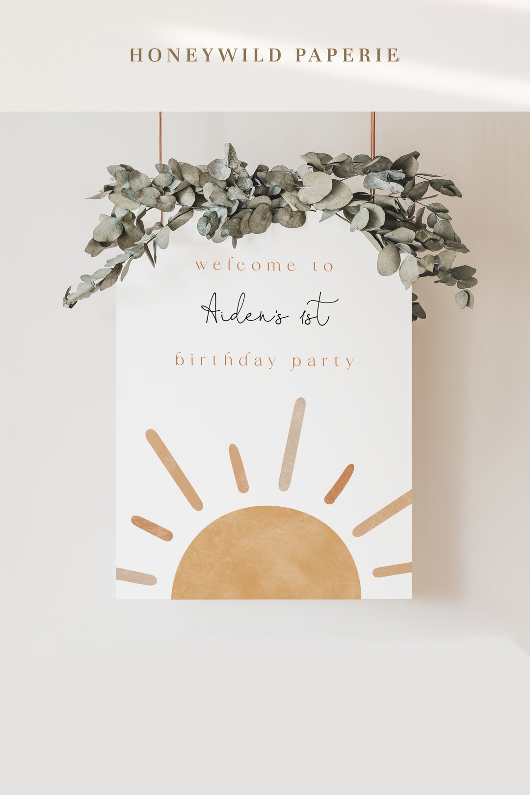 Neutral Boho Sunshine Baby Shower Welcome Sign, First Trip Around the ...