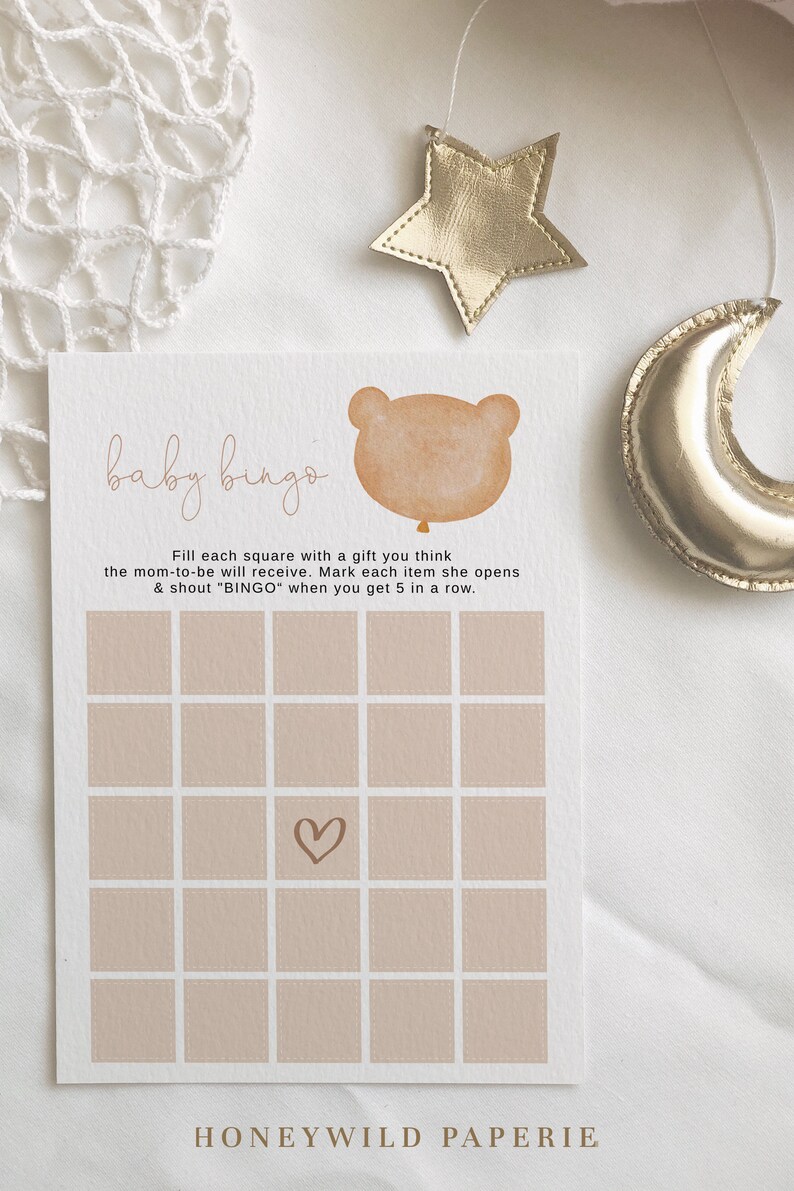 Modern Bear Baby Shower Baby Bingo Game Printable Baby Shower - Etsy