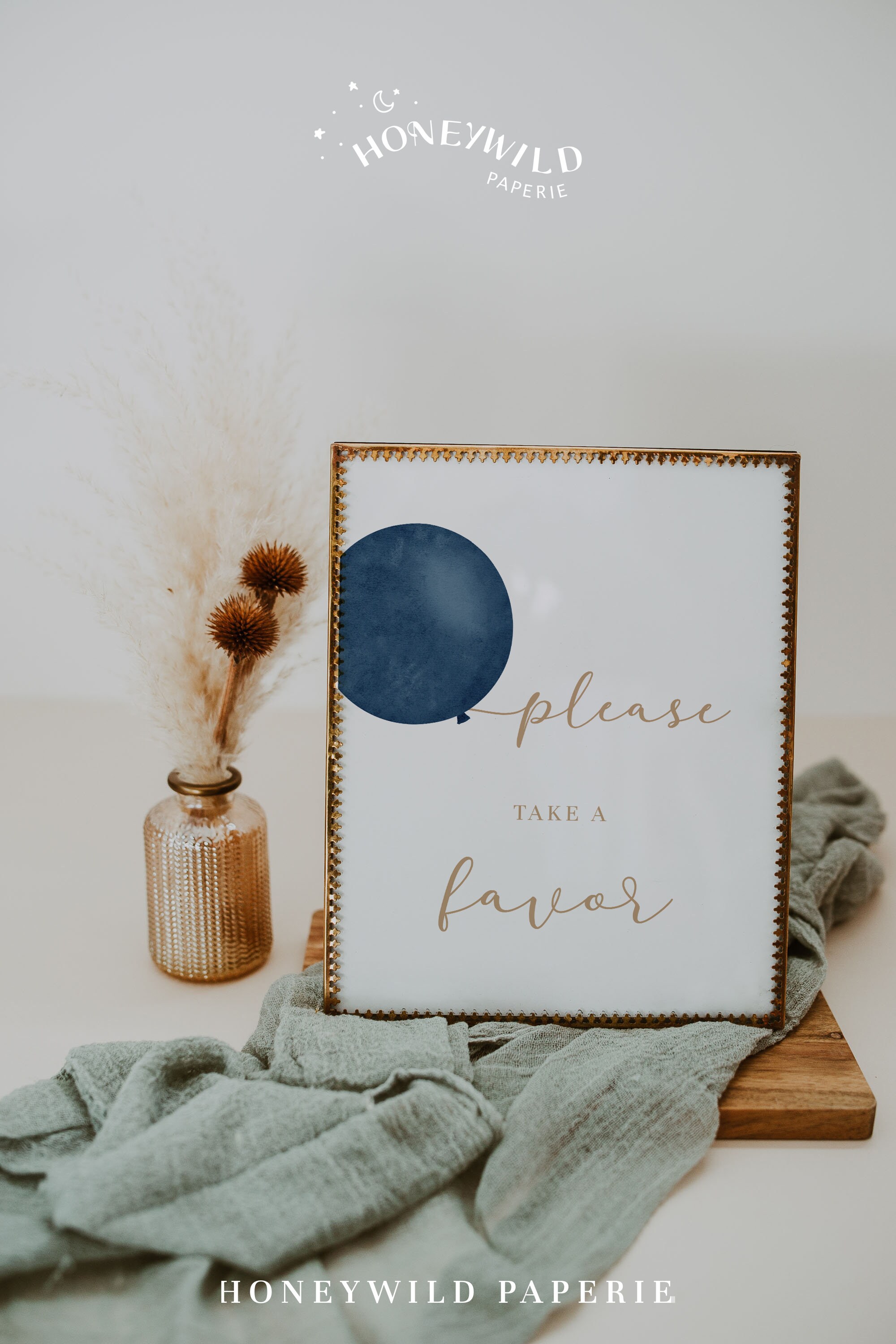 Fully Editable Navy Blue and Gold Party Table Sign Kit, Cards and Gifts ...