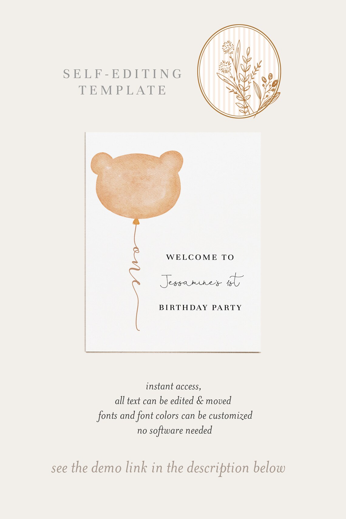 Bear Birthday Party Welcome Sign Teddy Bears Picnic Brown - Etsy
