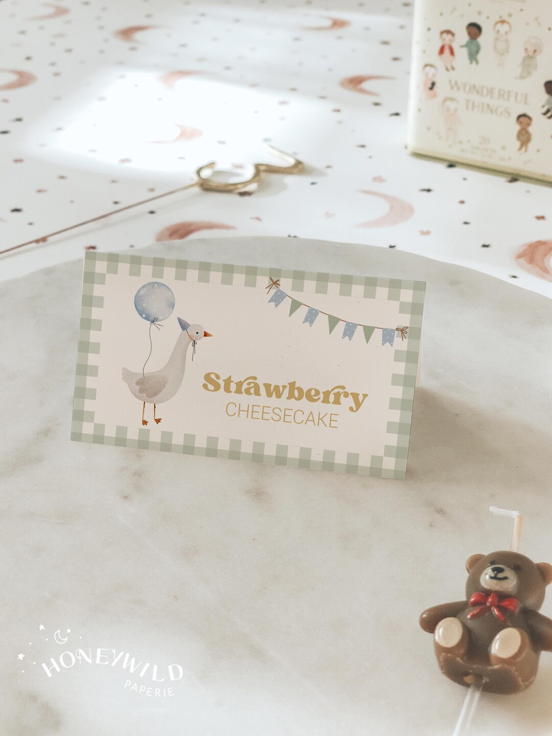 Boy One Silly Goose Party Food Label Card Goose Party Buffet Dish Name ...