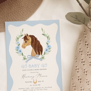 Horse Baby Shower Invitation Template, Go Baby Go Boy Shower Invite ...