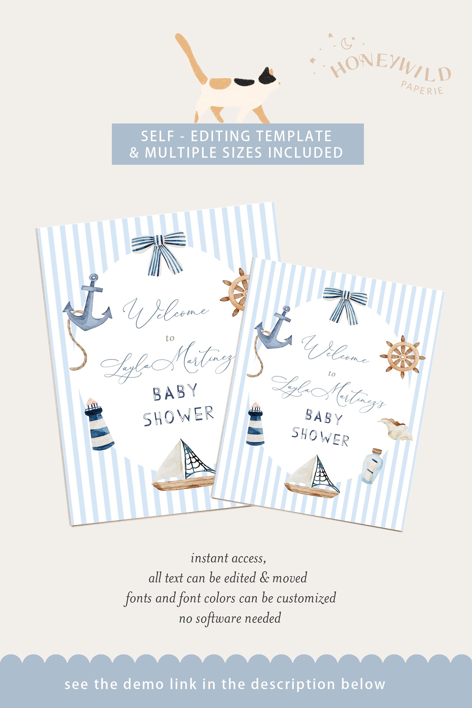 Nautical Baby Shower Welcome Sign, Ahoy It's a Boy Sailboat Baby Shower ...