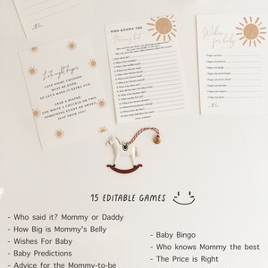 Boho Sunshine Baby Shower Game Bundle, Here Comes the Sun Baby Shower ...