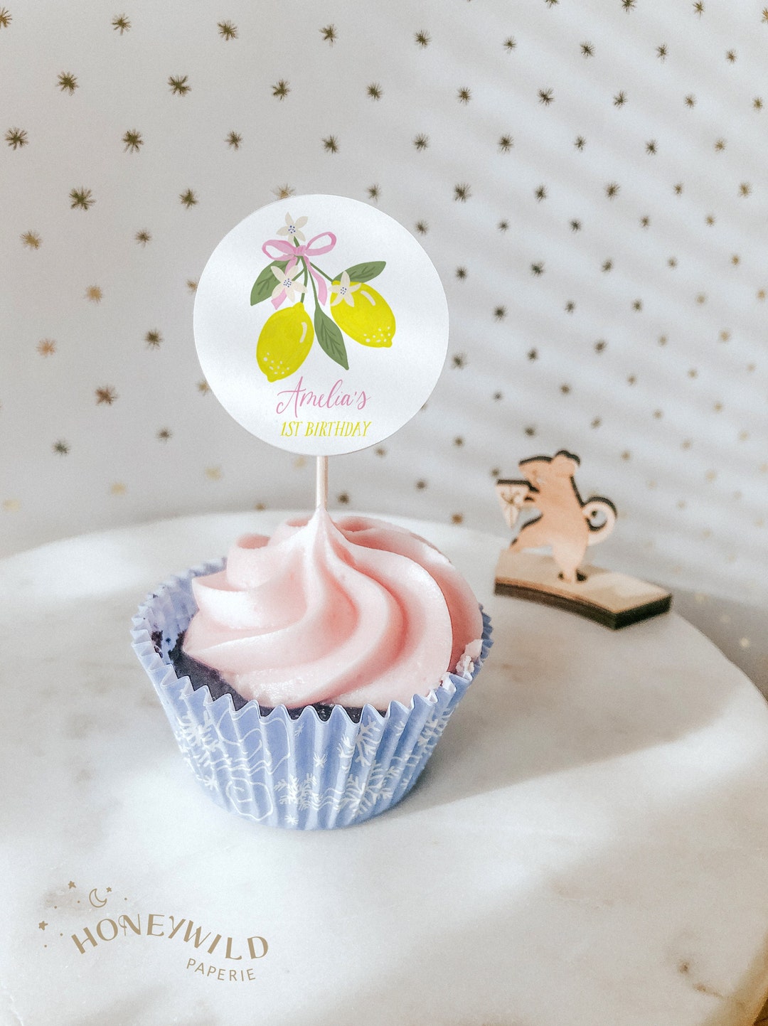 Editable Lemon Cupcake Toppers & Favor Tags - Pink Lemonade Party ...