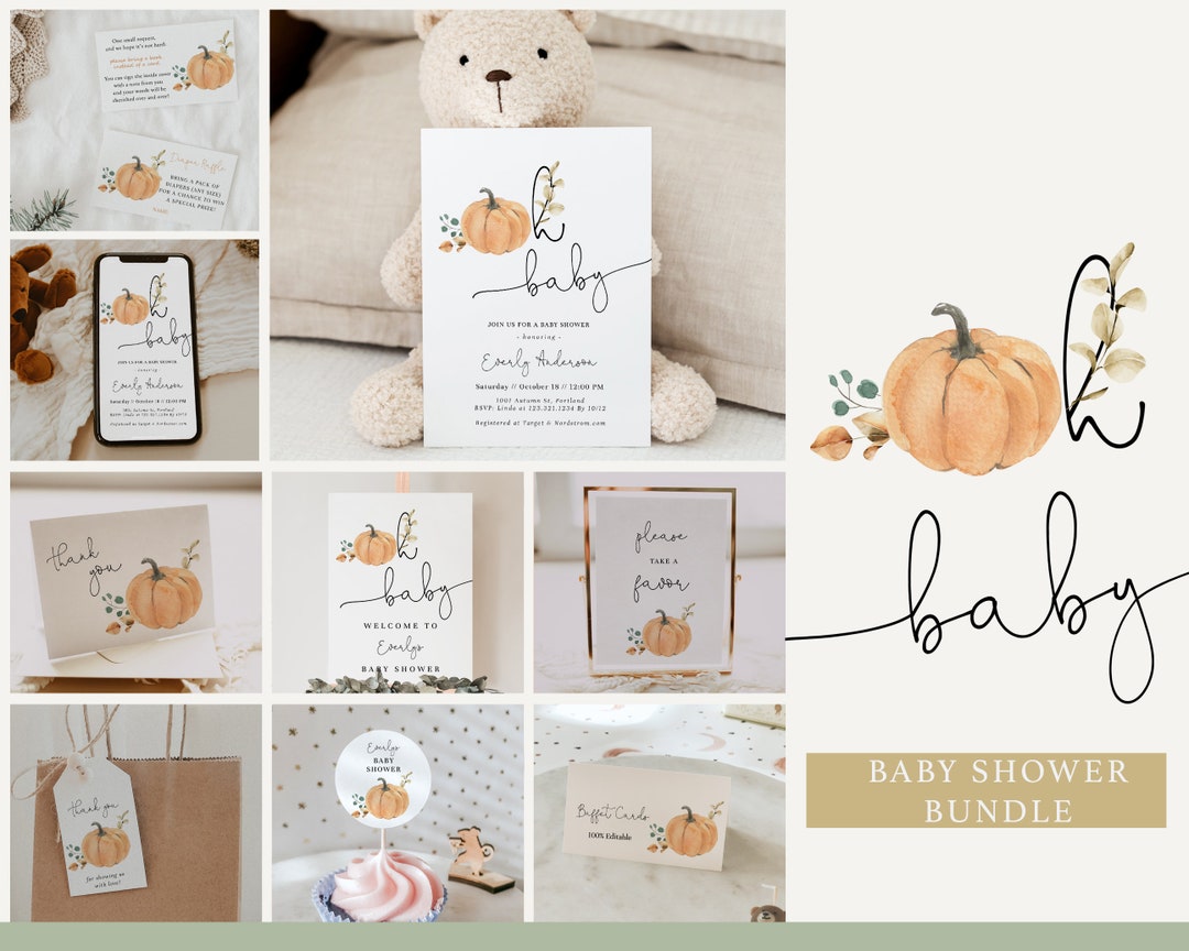 Gender Neutral Little Pumpkin Baby Shower Bundle, Pumpkin Baby Shower ...