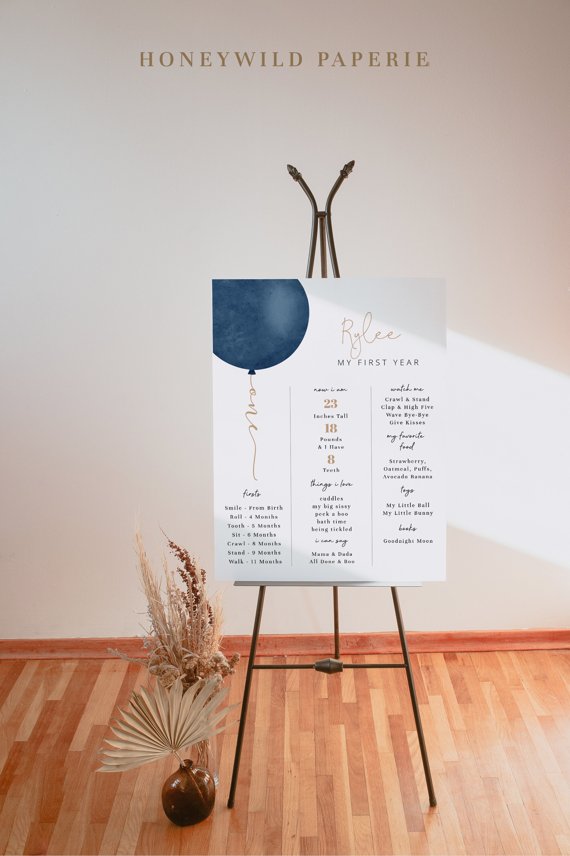 Baby's 1st Birthday Milestone Board With Navy Blue - Etsy